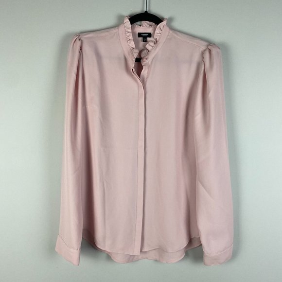 Express | Tops | Express The Portofino Shirt Womens Small Pink Ruffle ...